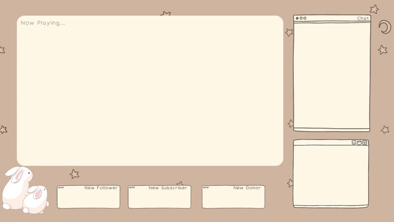Cute Animated Stream Overlay Pack Comfy Bunny Stream Bundle Twitch ...