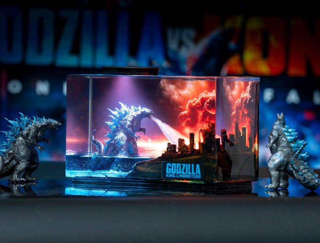 King Monster G0dzilla Resin Night Light- Handmade Diorama Resin, Gifts ...