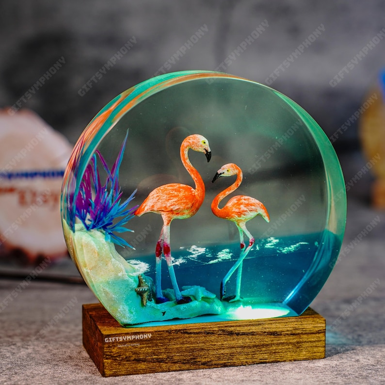Handmade Flamingo Resin Lamp: Christmas Night Light, Gift for Mom ...