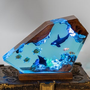 Orca Shark and Couple Diver Resin Night Lights - Whale Shark and ...