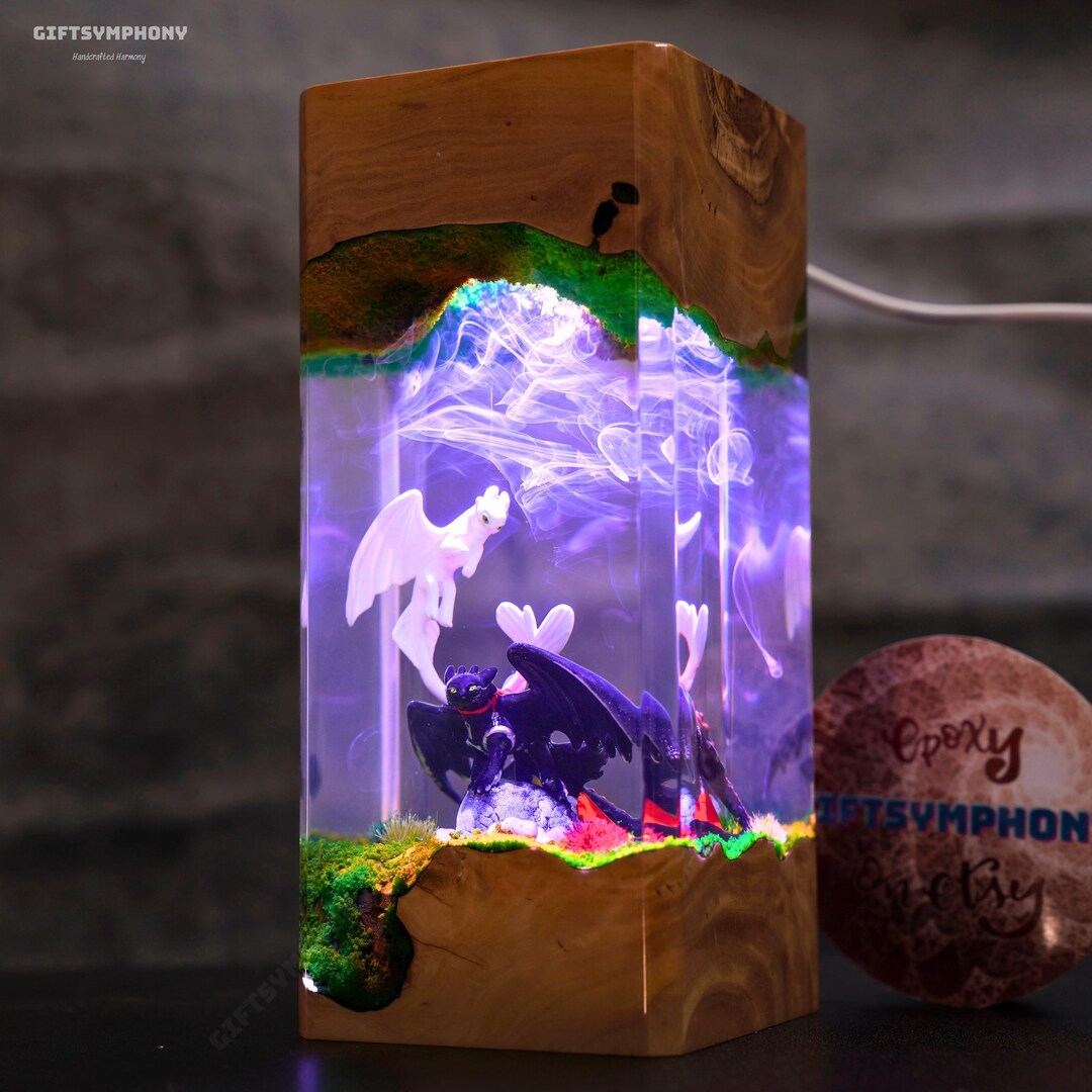 Toothless and Light Fury Resin Night Light – Resin Lamp for Couple ...