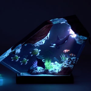 Orca Shark and Couple Diver Resin Night Lights - Whale Shark and ...