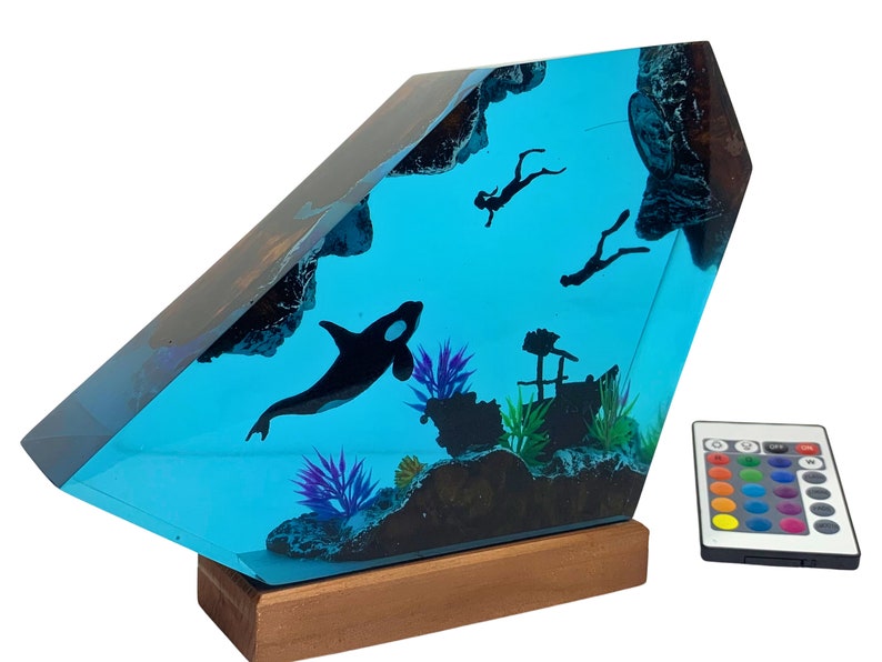Orca Shark and Couple Diver Resin Night Lights Whale Shark - Etsy