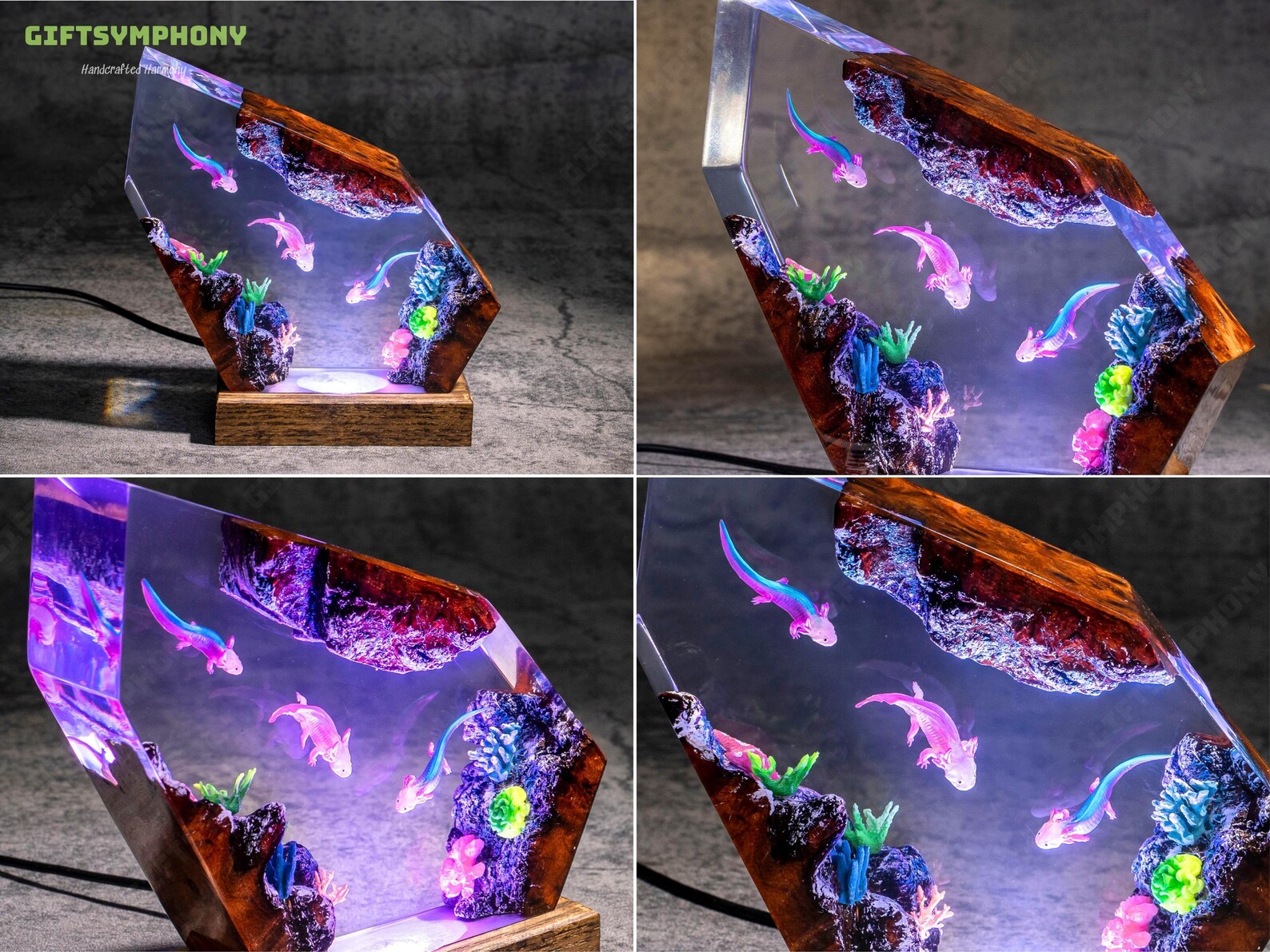 Axolotl Mexican Salamander Resin Night Light, Ocean Desk Lamp for ...