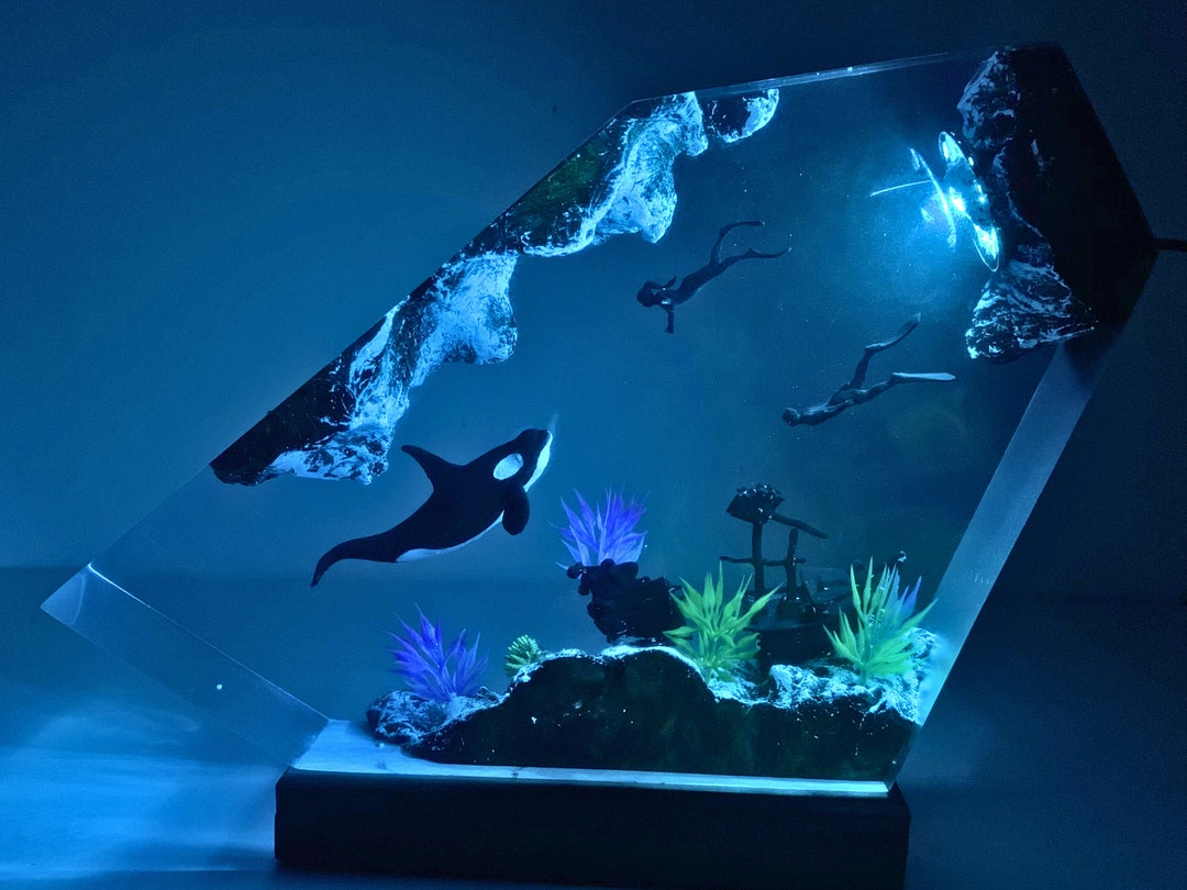Orca Shark and Couple Diver Resin Night Lights Whale Shark - Etsy UK