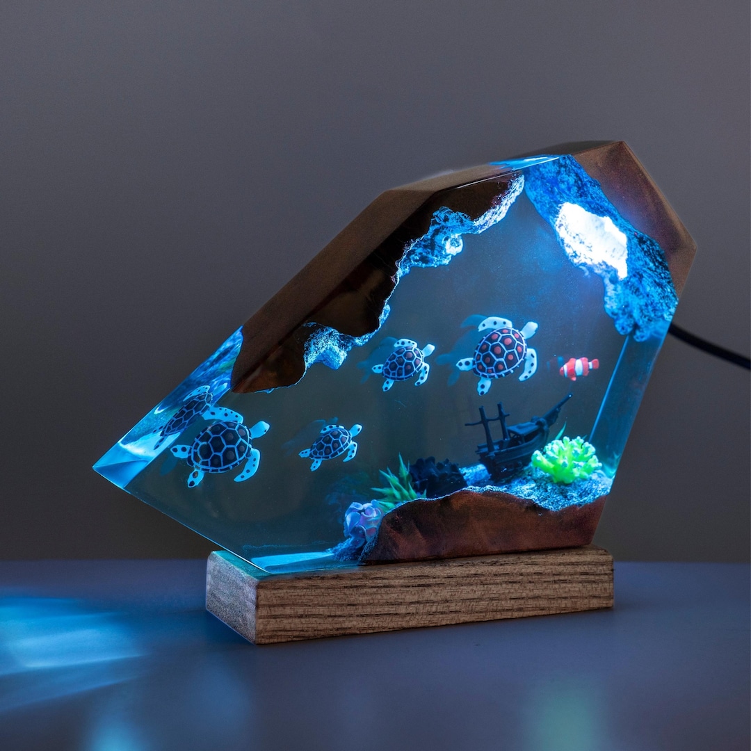 Sea Turtle Resin Ocean Lamp- Sea Creatures, Coral Beauty, Marine Life ...