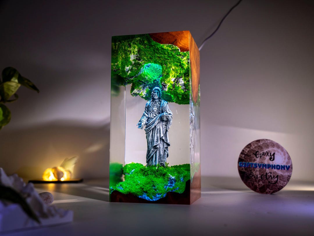 Blessed Mother Resin Wood Lamp,virgin Mary Night Light, Jesus Resin ...