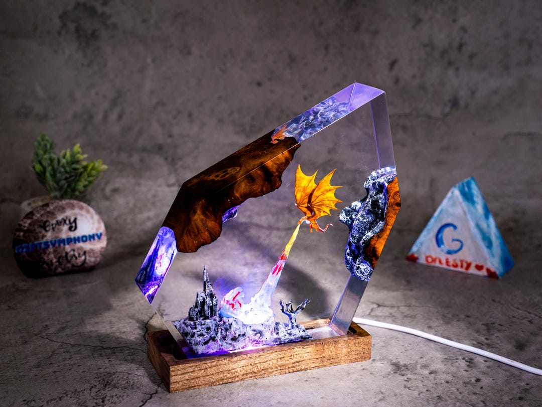 Fire Dragon Resin Night Light: Dragons Resin Lamp, Chrismast Gift for ...
