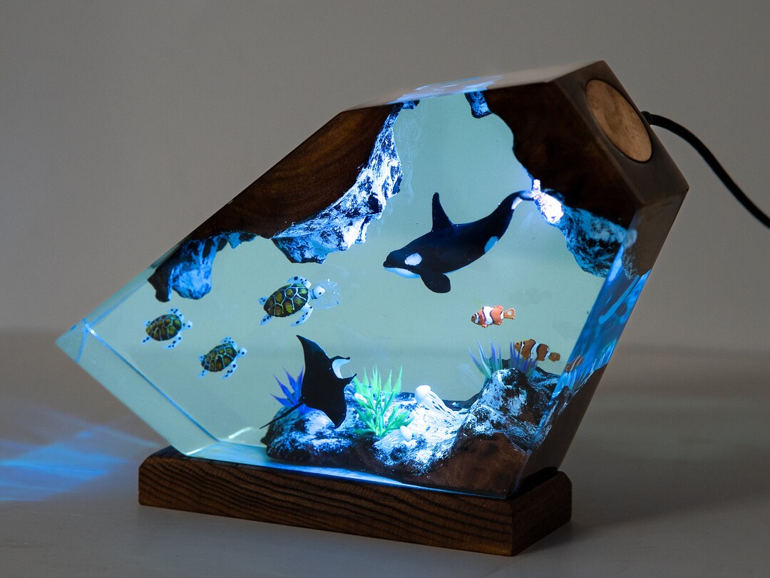 Orca Shark and Couple Diver Resin Night Lights - Whale Shark and ...
