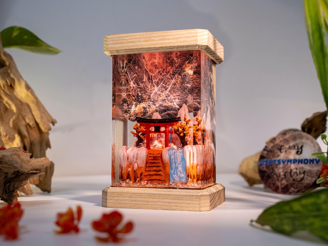 Summer Torii Gate Resin Lamp: Japanese Shinto Decor, RGB LED Night ...