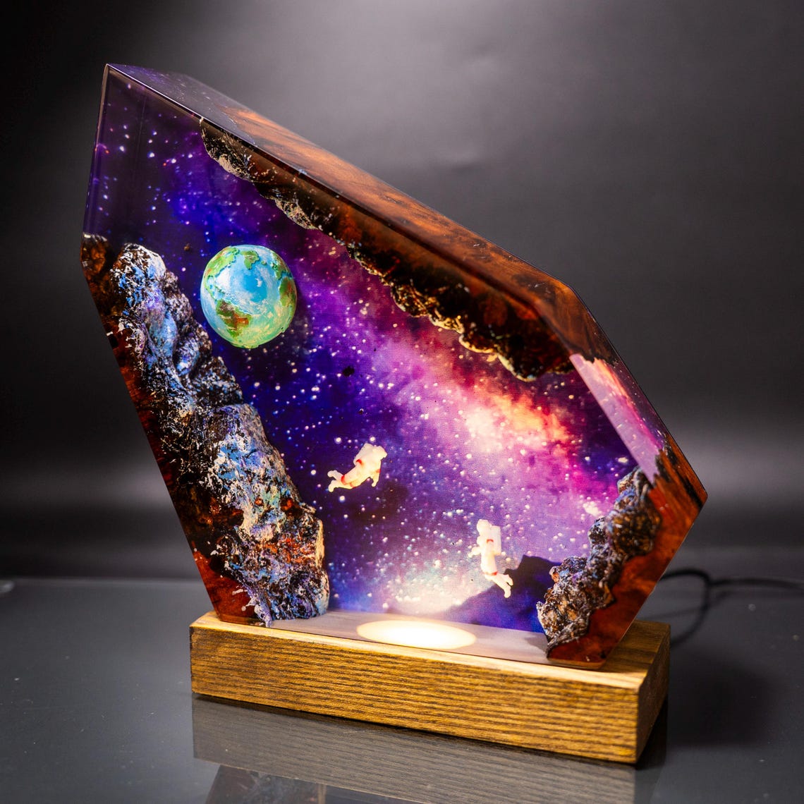 Space Epoxy Resin Night Lights, Galaxy Resin Lamp, Astronauts and Earth ...