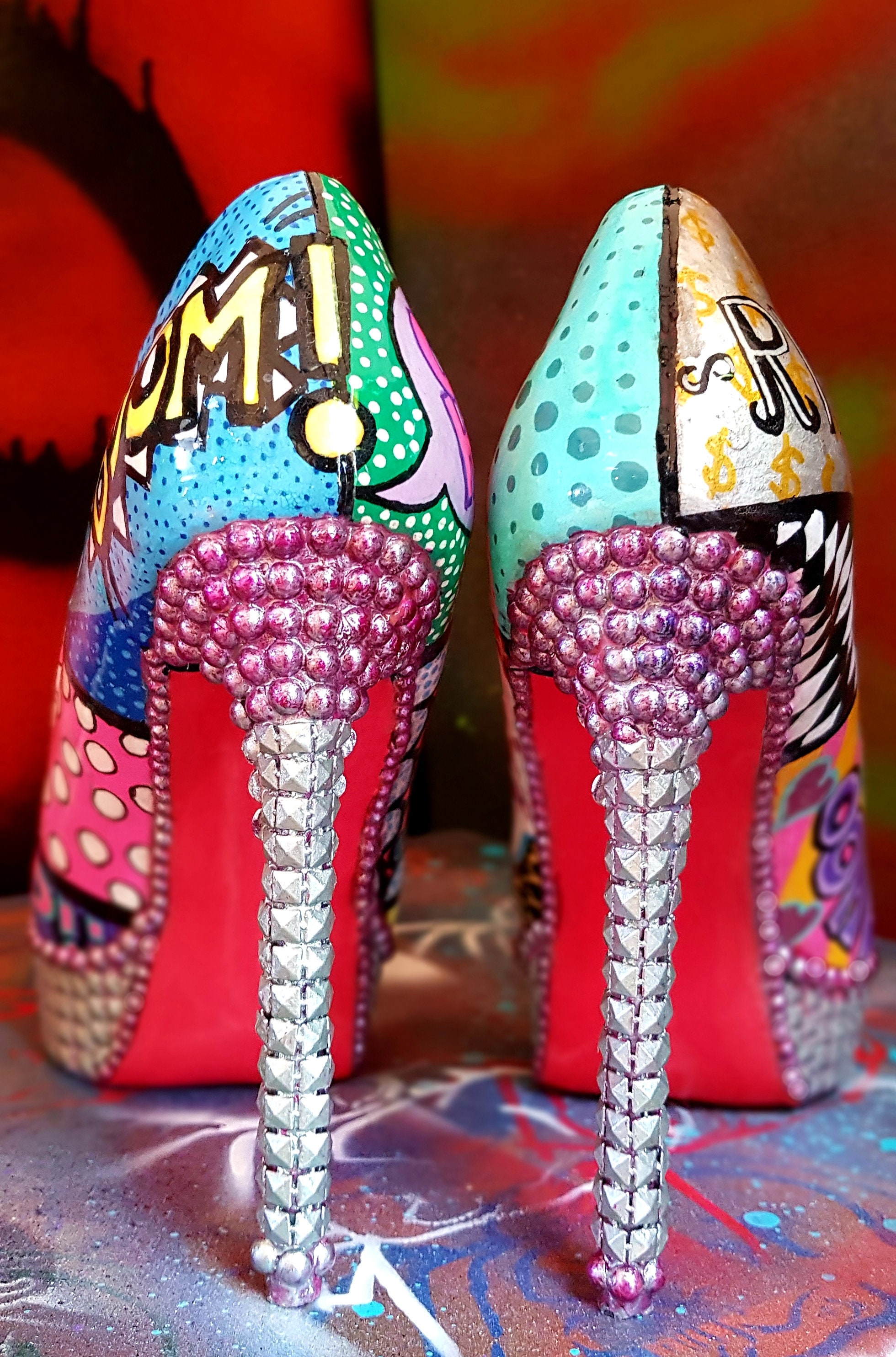 One of a Kind, Hand Painted Stilettos - Etsy