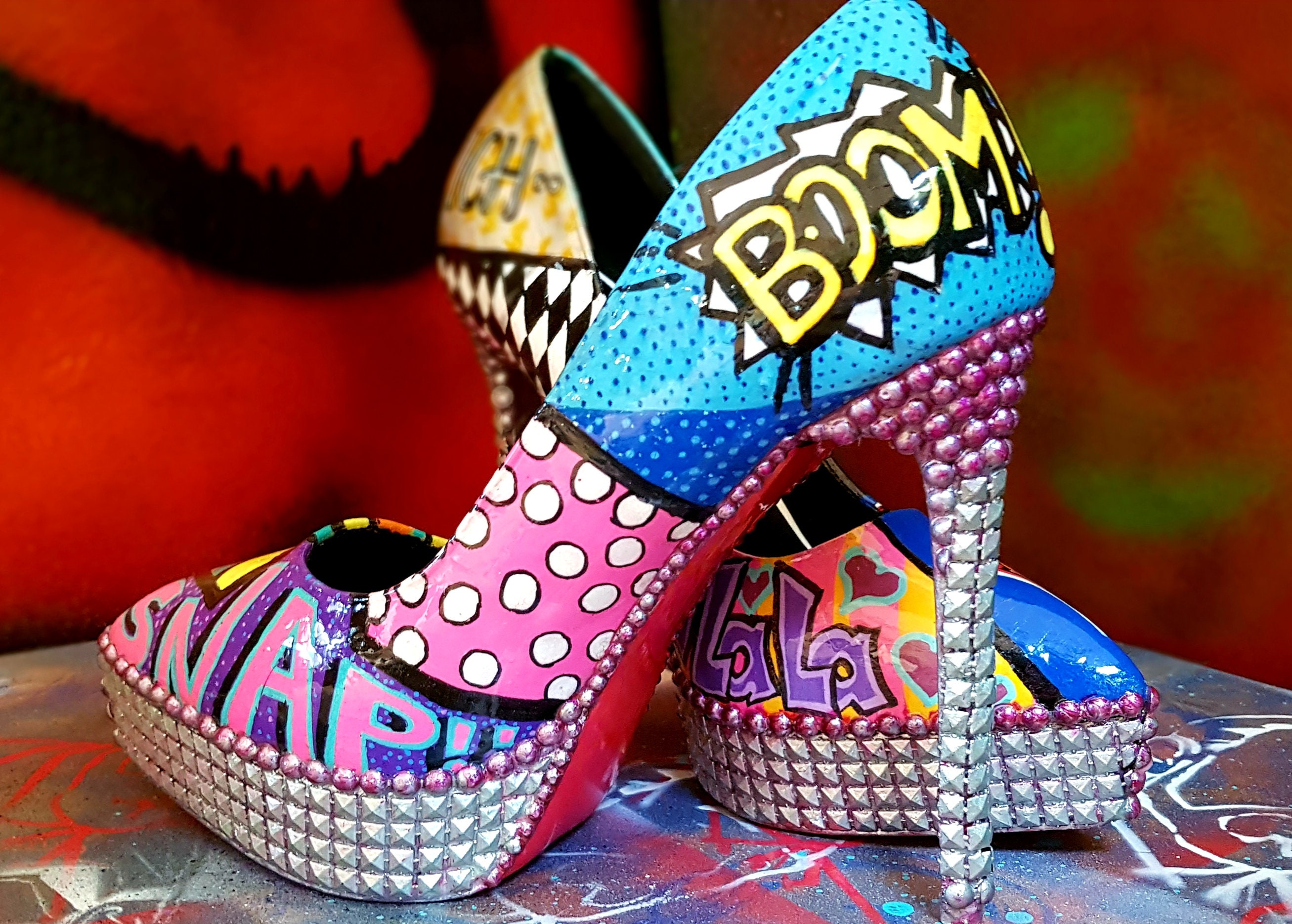 One of a Kind, Hand Painted Stilettos - Etsy
