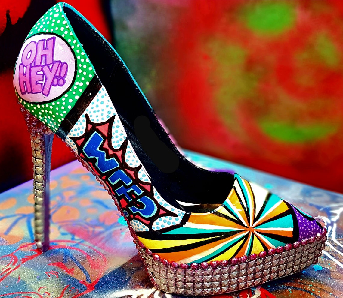 One of a Kind, Hand Painted Stilettos - Etsy
