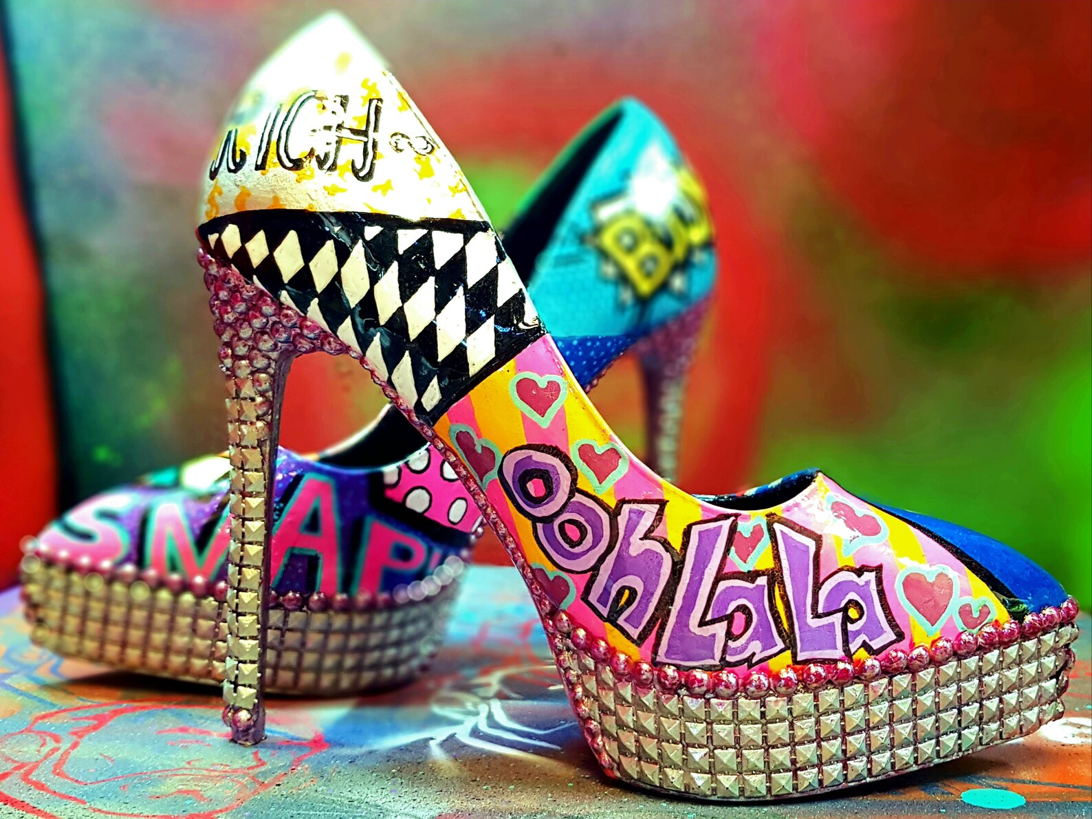 One of a Kind, Hand Painted Stilettos - Etsy