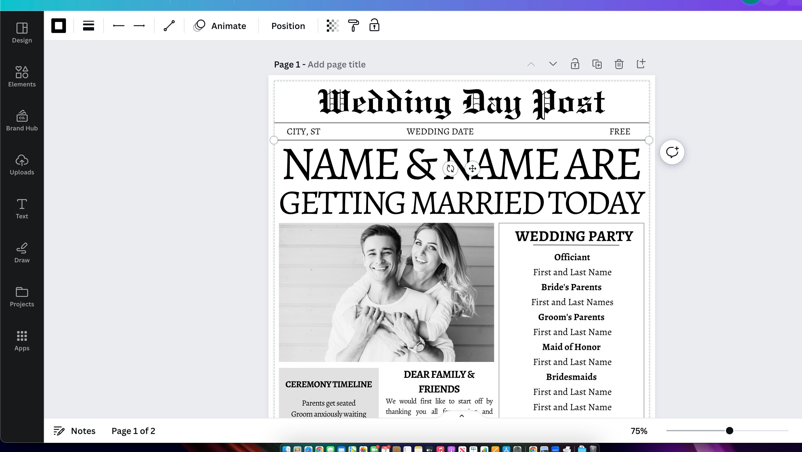 Newspaper Wedding Template Instant Download Link Canva - Etsy