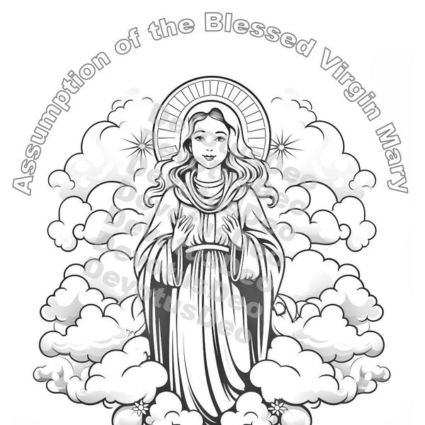 Assumption of Mary Coloring Page - Etsy