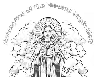 Coloring Page Assumption of Mary - Etsy
