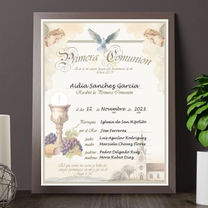 Certificado De Primera Comunión Personalizado, Imprimible, Personalized ...