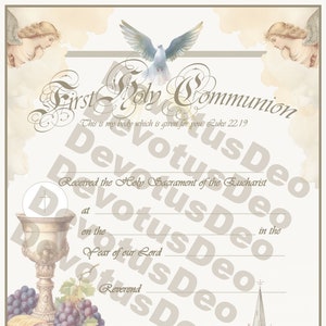 Certificado de Primera Comunión en Blanco, Descargable, Imprimible ...