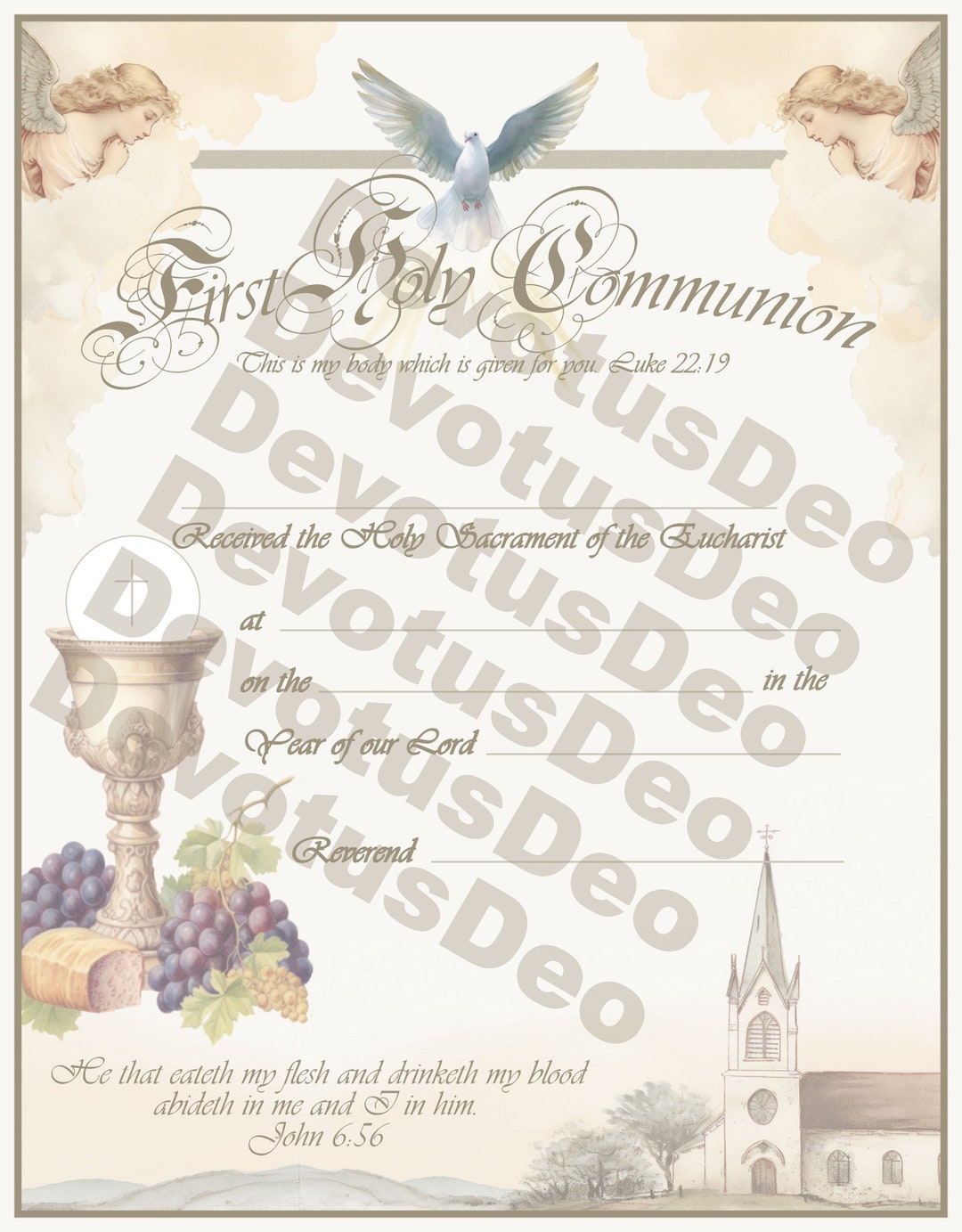 Certificado de Primera Comunión Descargable Imprimible - Etsy España