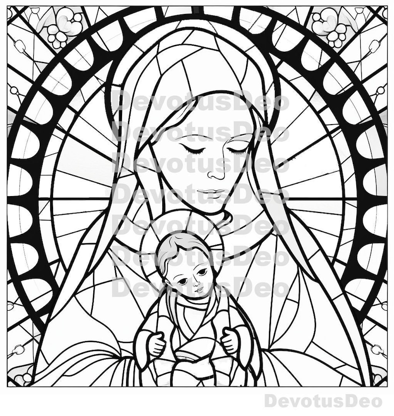Catholic Coloring Page, Jesus and Mary, Our Lady, Christian, Instant Download, Printable - Etsy