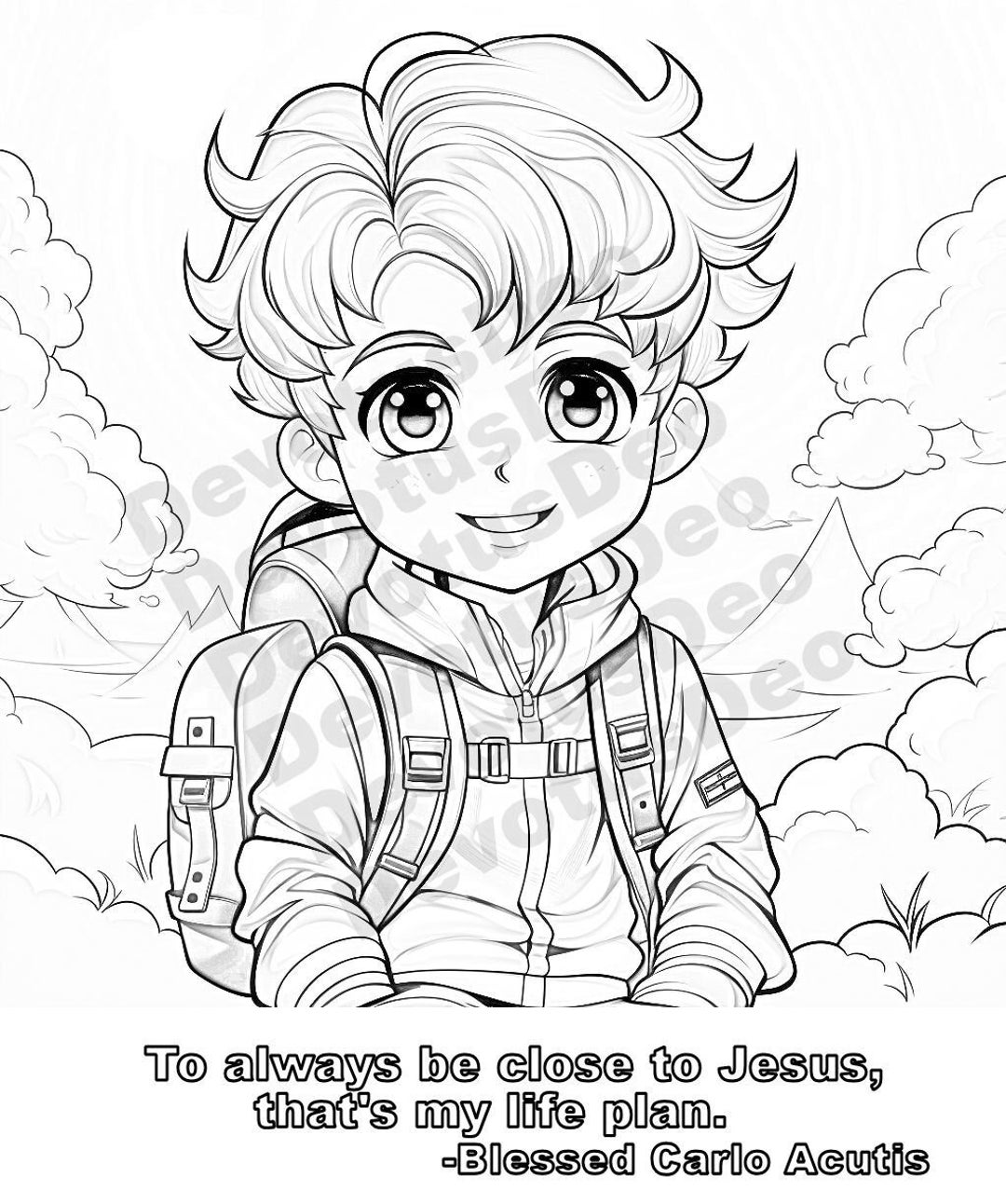 Catholic Coloring Page, Blessed Carlo Acutis, Christian, Instant ...
