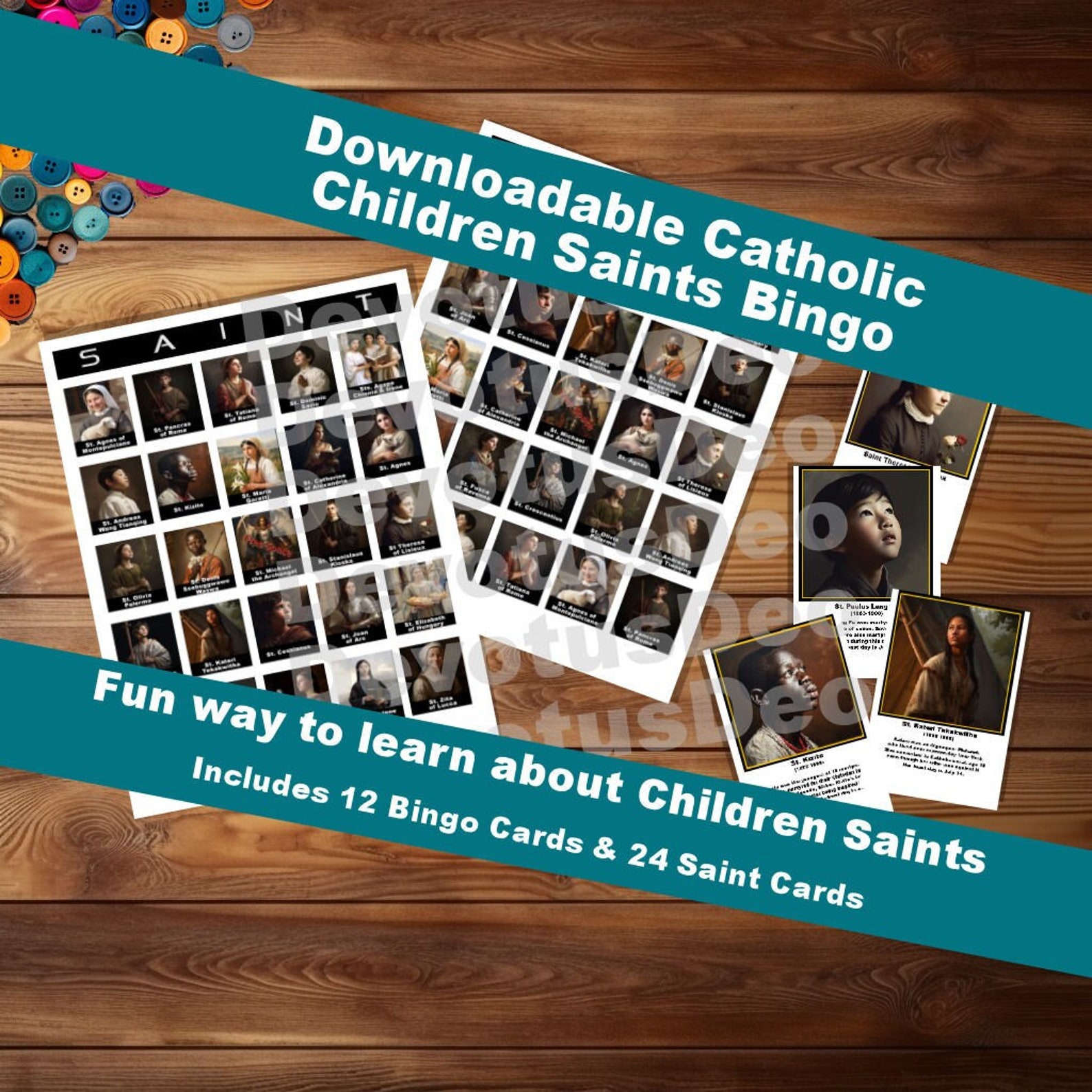 Printable Catholic Saint Bingo Game for Kids, Learn About Children ...