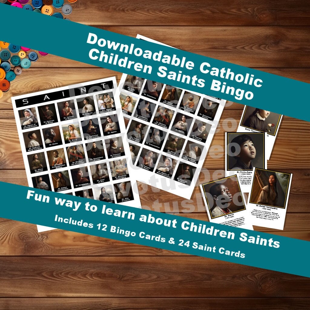 Printable Catholic Saint Bingo Game for Kids, Learn About Children ...
