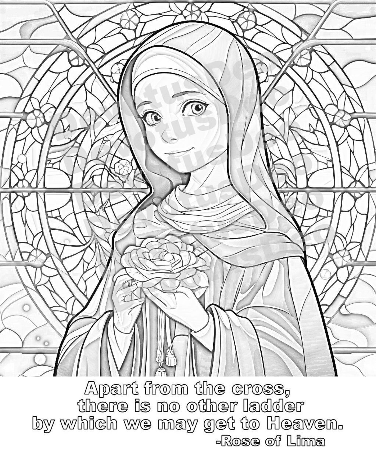 Saint Rose of Lima Catholic Coloring Page, Christian, Instant Download ...