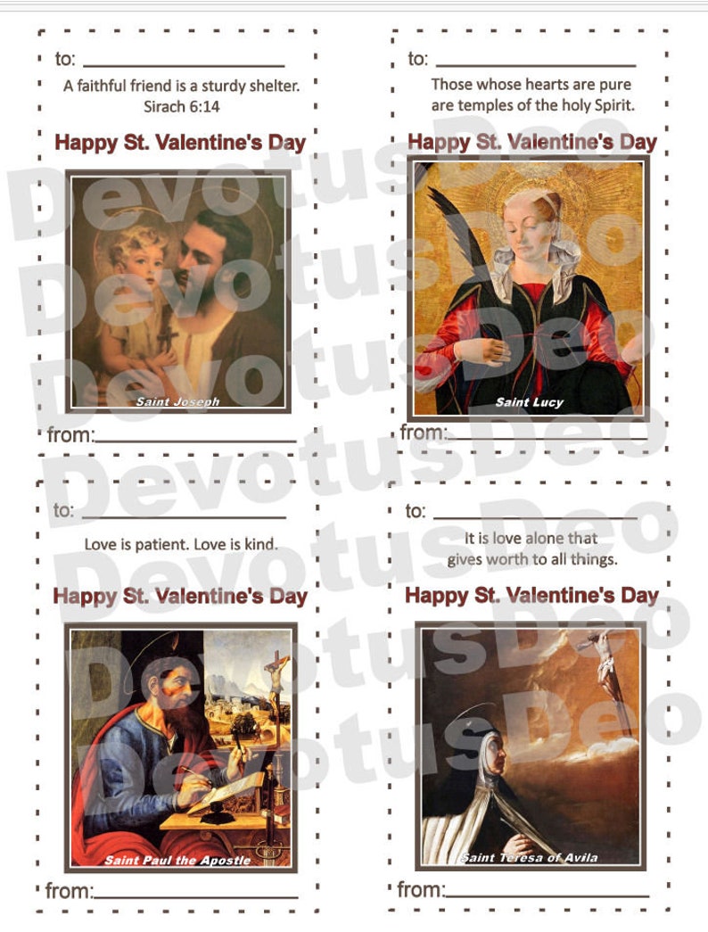 Printable Catholic Saint Valentine Day Cards, Downloadable, Saint ...