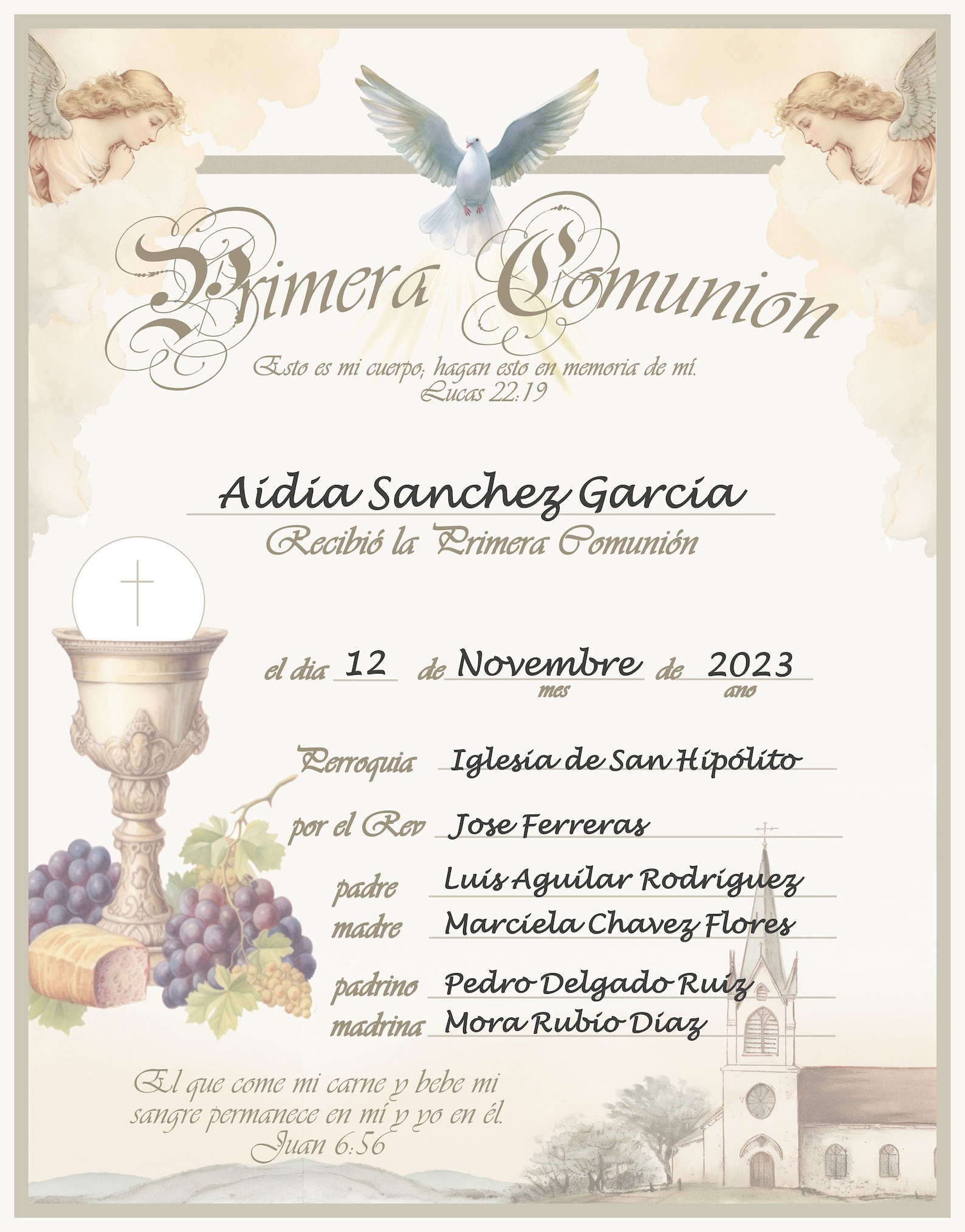 Certificado De Primera Comunión Personalizado, Imprimible, Personalized ...