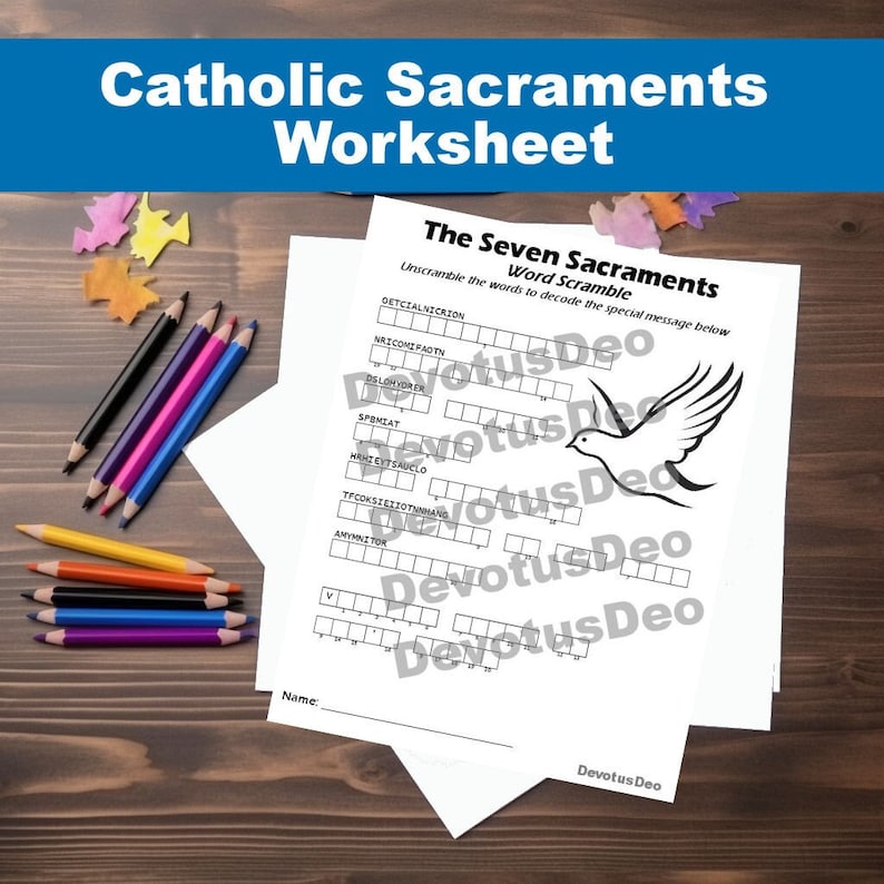 The Seven Sacraments, Catholic Worksheet - Etsy