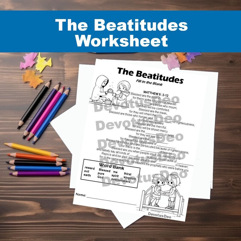 Printable Beatitudes, Bible Worksheet, Answer Sheet Included - Etsy