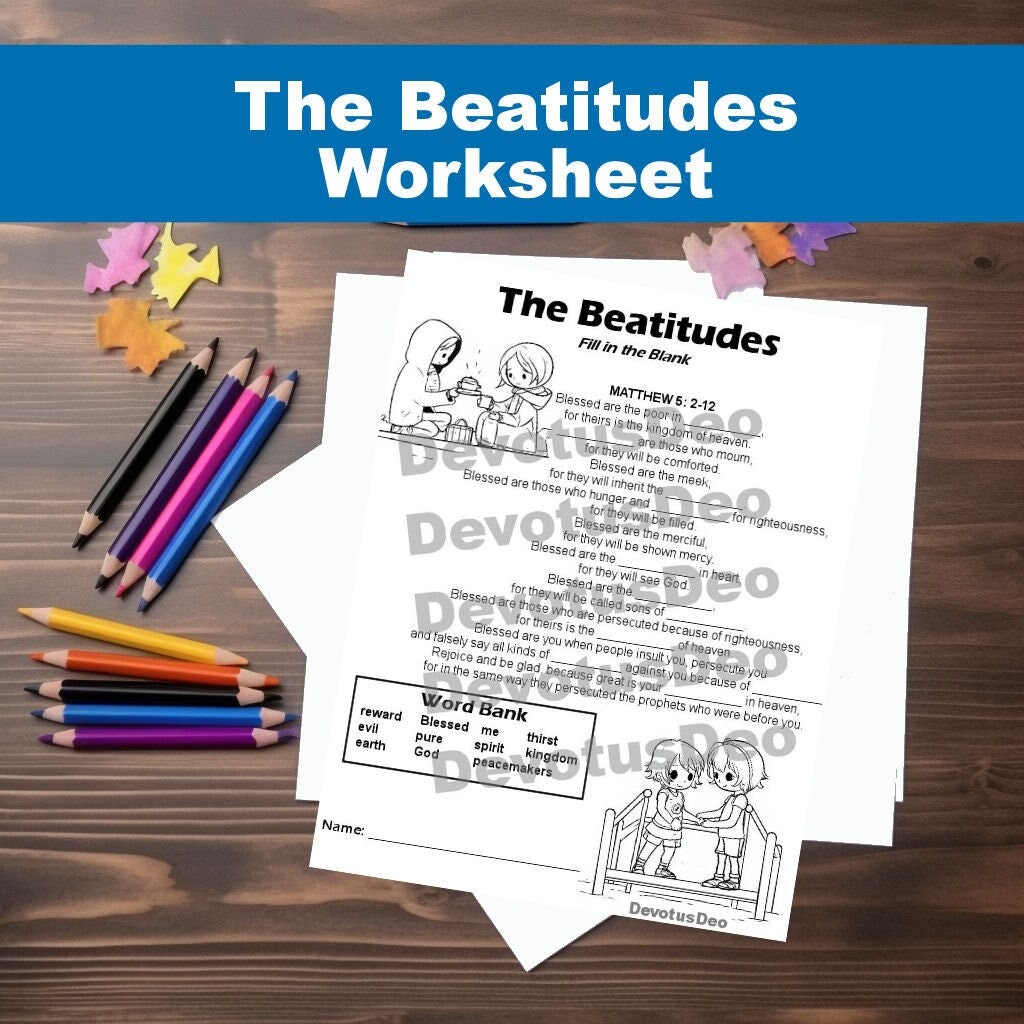 Printable Beatitudes, Bible Worksheet, Answer Sheet Included - Etsy