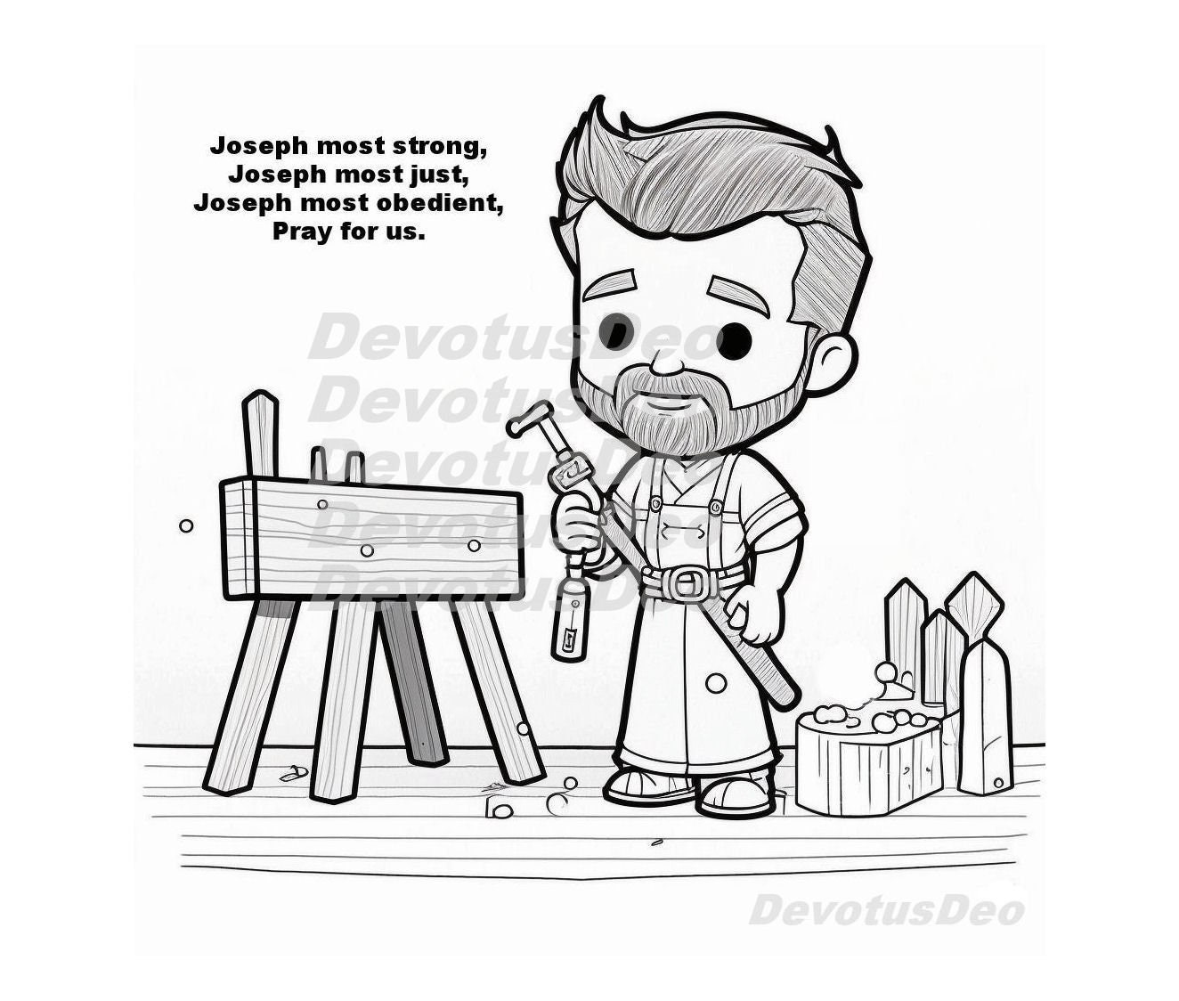 Saint Joseph Catholic Coloring Page, Christian, Instant Download ...