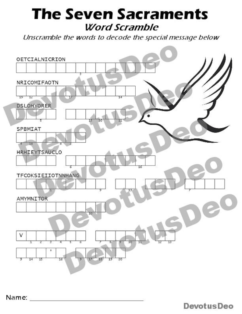 The Seven Sacraments, Catholic Worksheet - Etsy