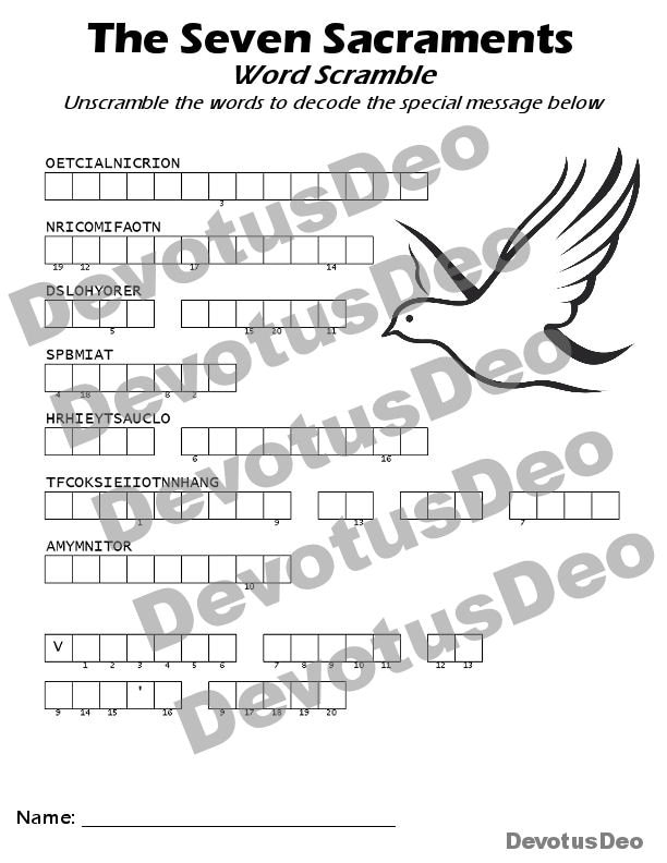 The Seven Sacraments, Catholic Worksheet - Etsy