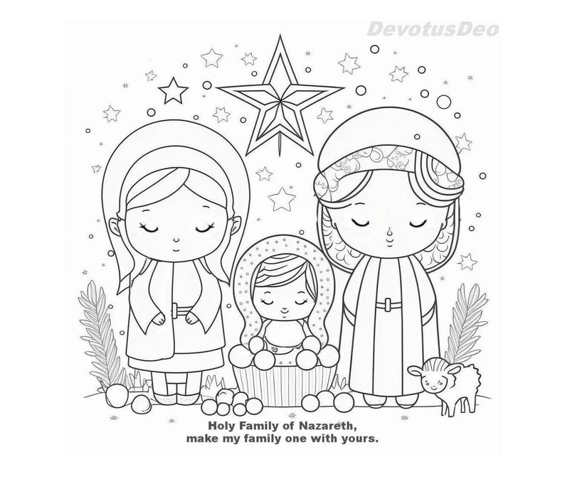 Catholic Coloring Page Nativity Mary Joseph. Jesus - Etsy