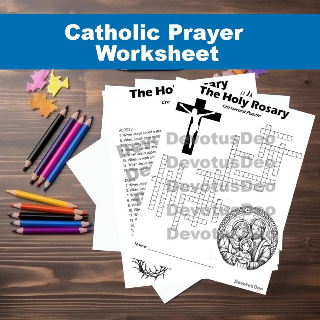 The Holy Rosary, Catholic Prayer Worksheet - Etsy
