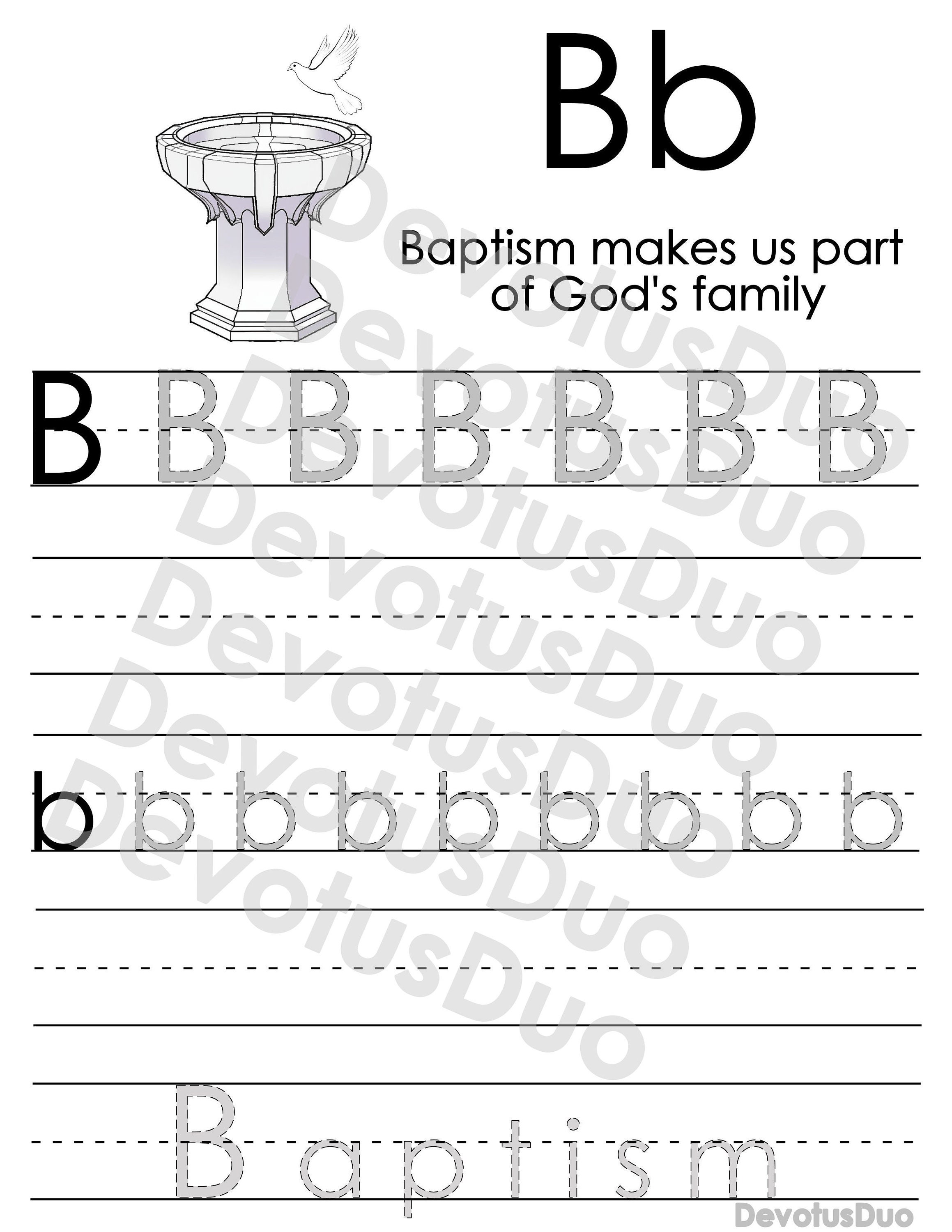 Handwriting Worksheet, Catholic, Manuscript Letter Tracing, Copywork ...