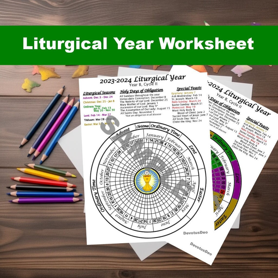 Printable 2024 Liturgical Calendar, Downloadable Catholic Worksheet ...