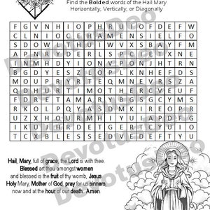Hail Mary, Catholic Prayer Worksheet, Word Search - Etsy