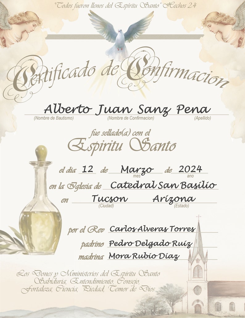 Certificado De Confirmación Personalizado (vertical), Imprimible ...