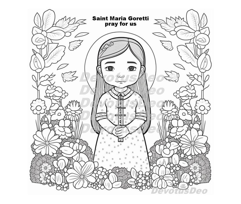 Saint Maria Goretti Catholic Coloring Page, Christian, Instant Download ...