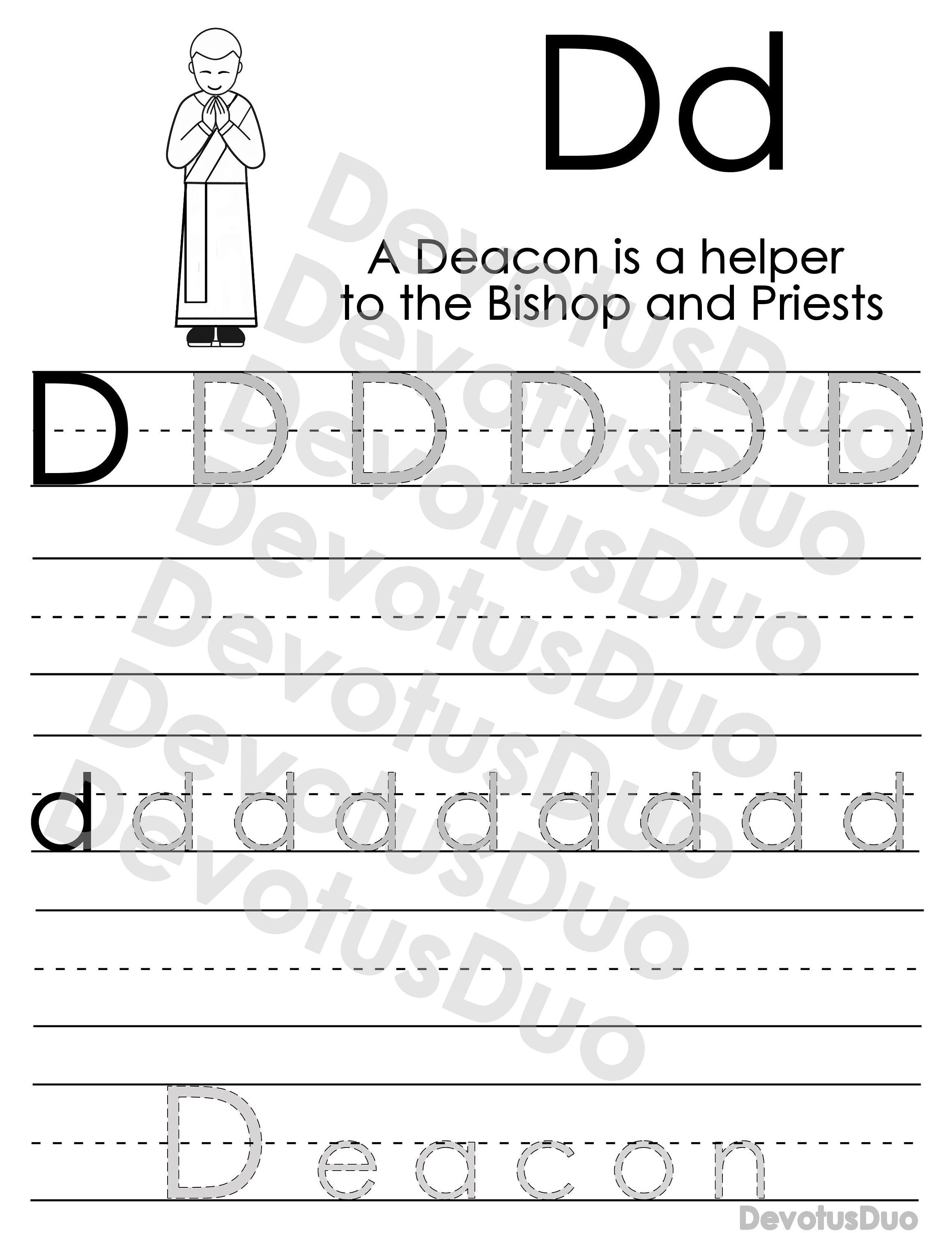 Handwriting Worksheet, Catholic, Manuscript Letter Tracing, Copywork ...