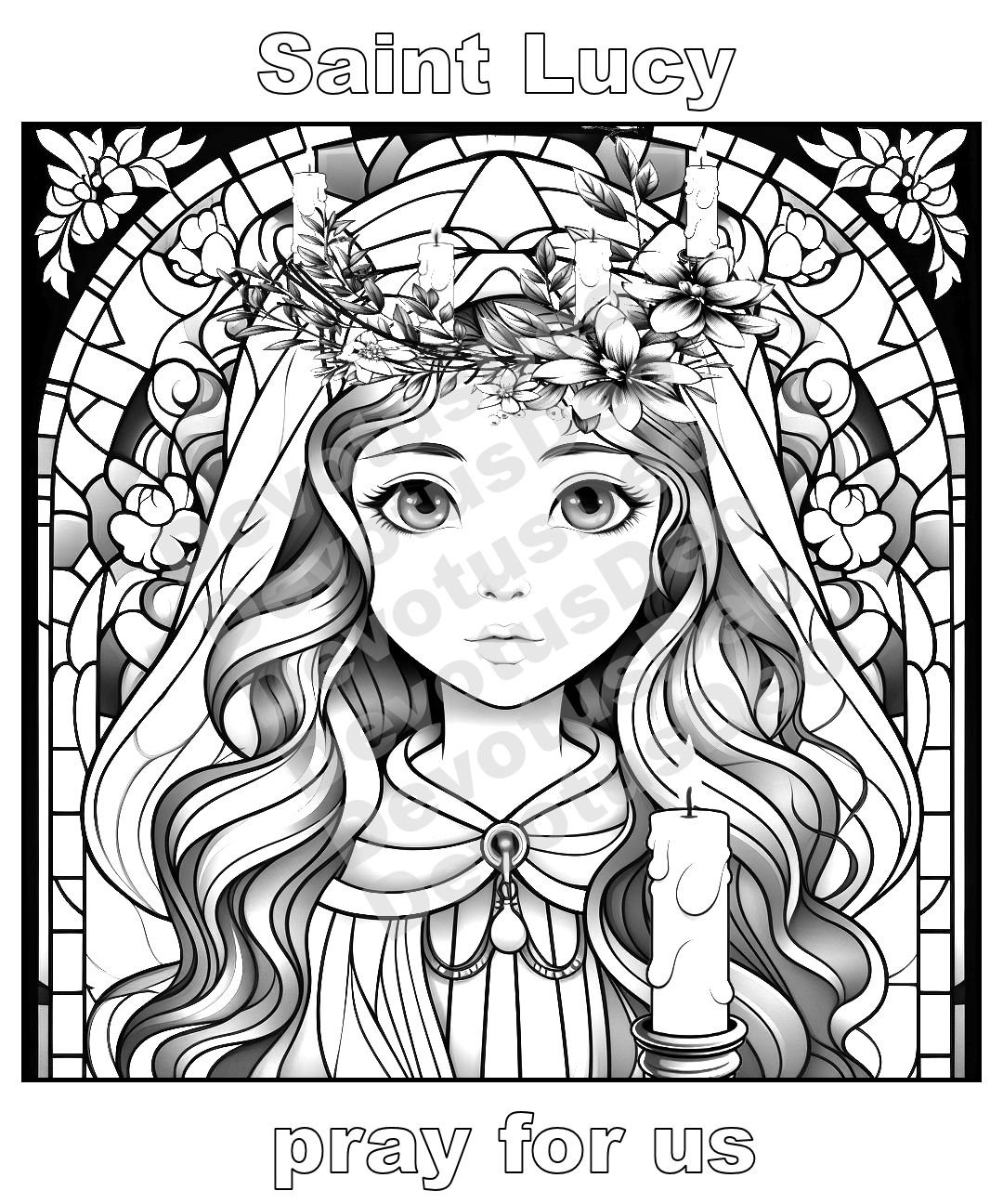 Catholic Coloring Page Saint Lucy Christian Instant - Etsy