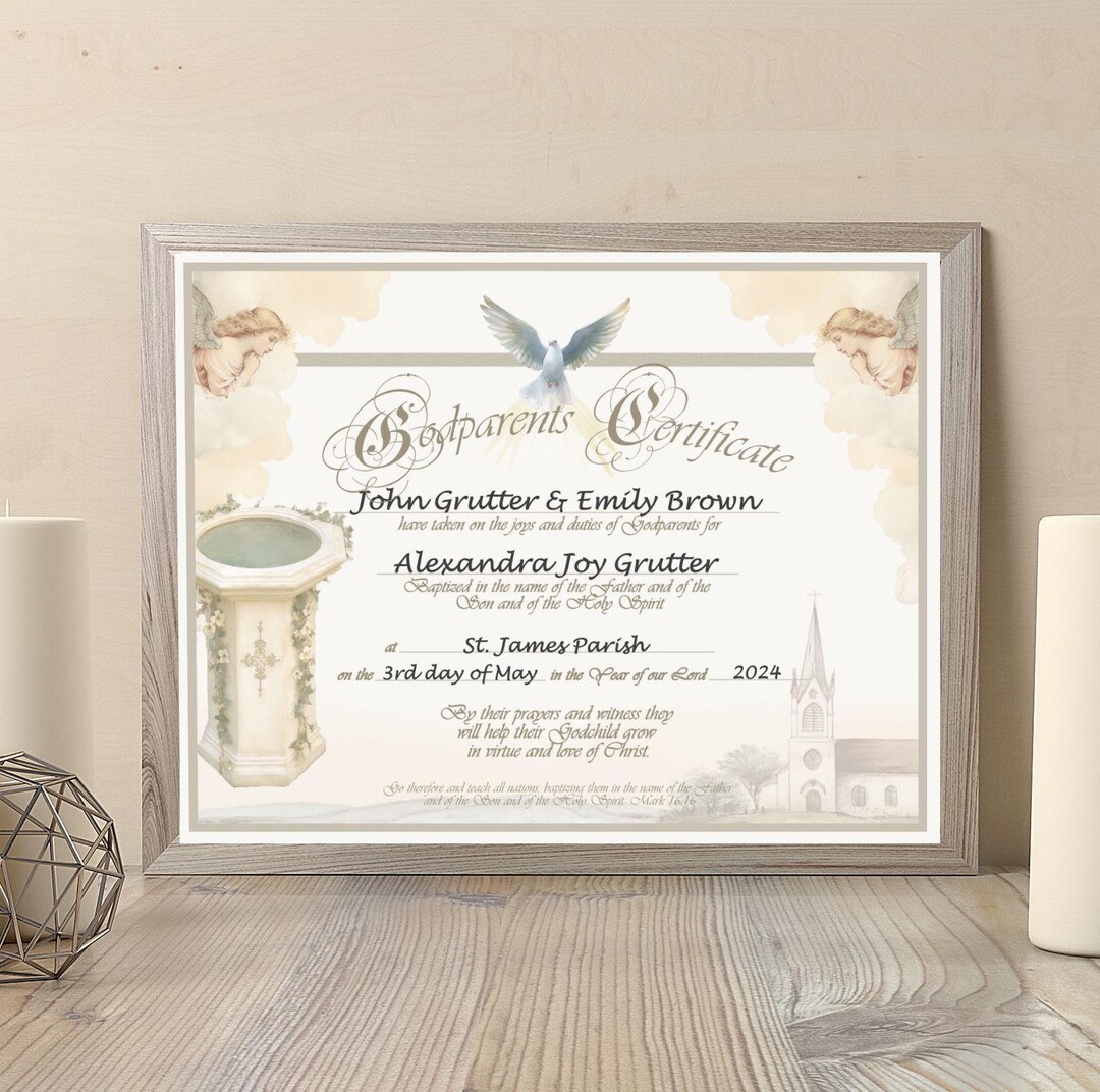 Godparent Certificate Landscape, Customizable, Downloadable, Printable ...