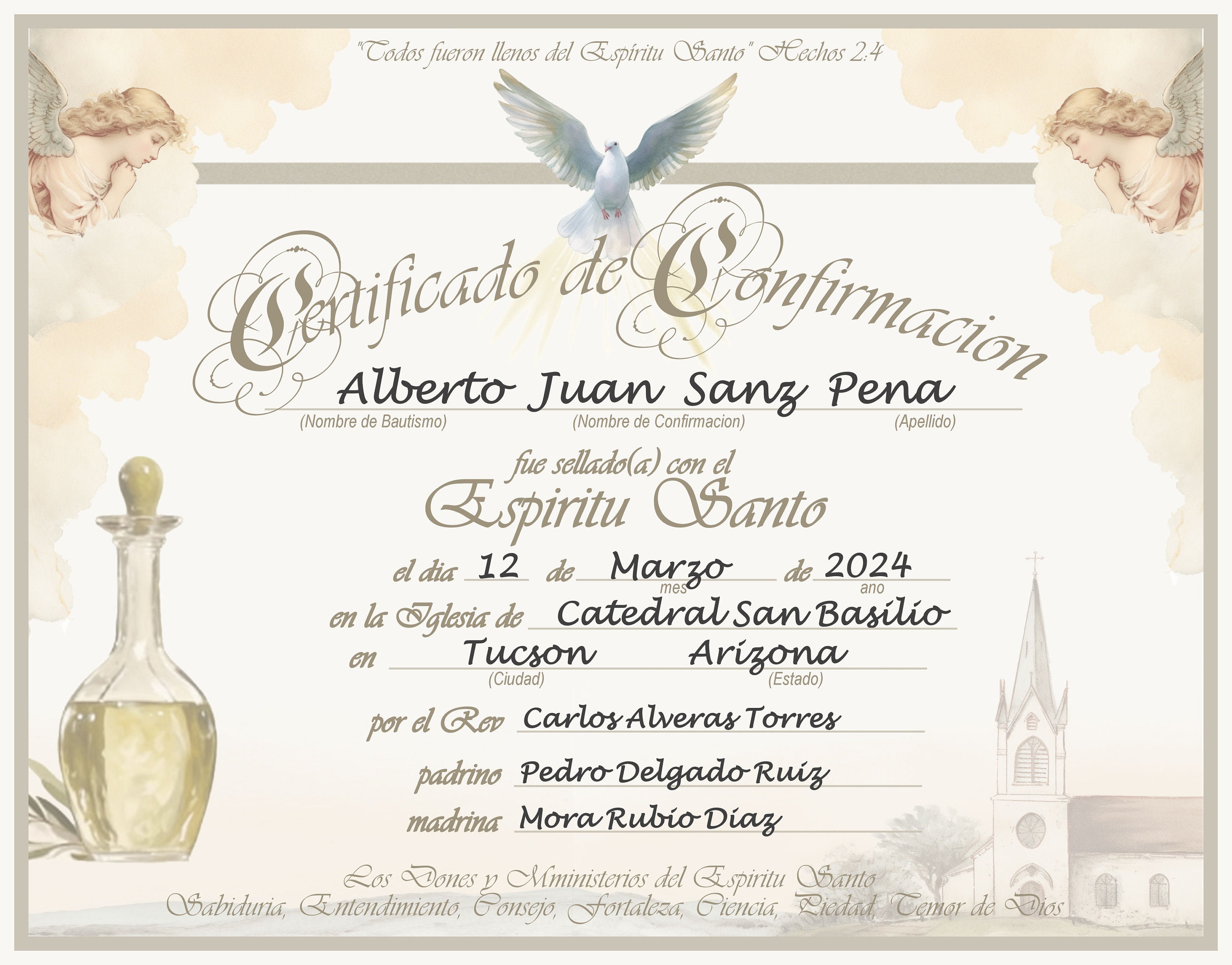 Certificado De Confirmación Personalizado (horizontal), Imprimible ...