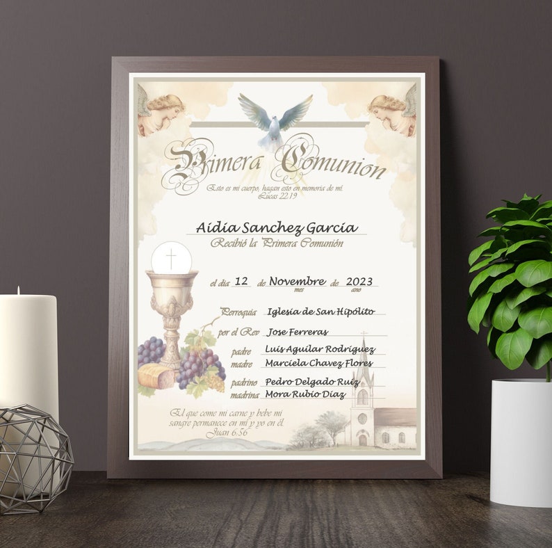 Certificado De Primera Comunión Personalizado, Imprimible, Personalized ...